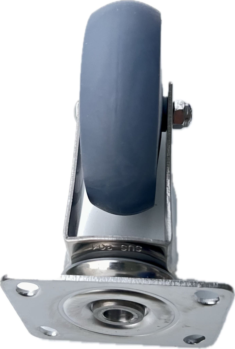 Castor Wheel 4"/100mm Swivel Plate/PU Tyre, Stainless Steel Frame and ...