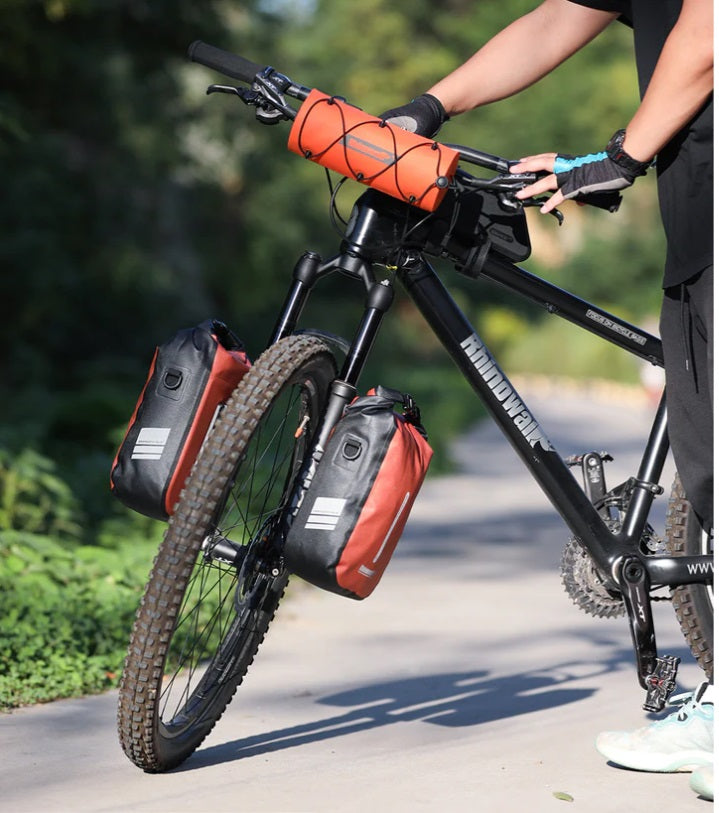 RHINOWALK Waterproof Handlebar Roll Bag - 2.4 Liter, Orange – Green ...