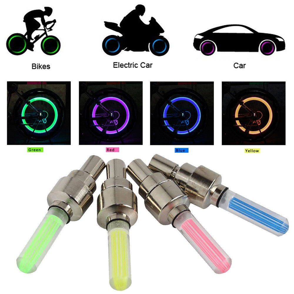 LED Lamp Flash Tyre Wheel Valve Cap Light For Car Bike Bicycle 2pcs, R ...