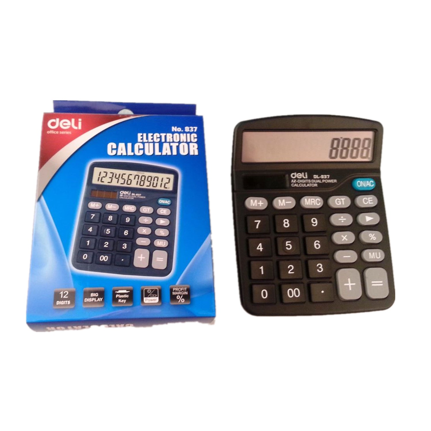 Deli Calculator DL-837 - 12 digits Dual Power (Solar and Battery ...