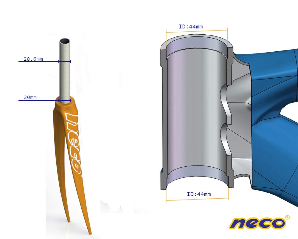 Neco Headset H115 - 1-1/8” Semi-Integrated Threadless Headset w/ Ø44 S ...