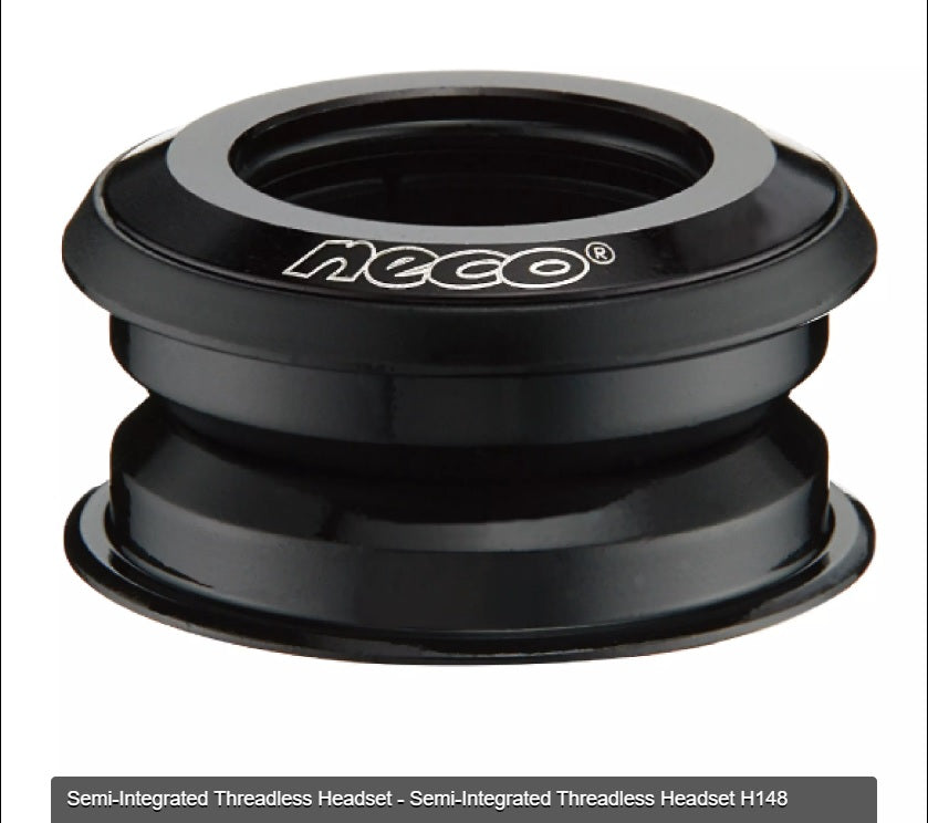 Neco Headset H148- 1-1/8" Semi-Integrated Threadless Headset w/ Ø44 St ...